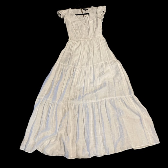 Express | Dresses | Coastal Cowgirl Vibes White Tiered Flutter Sleeve ...